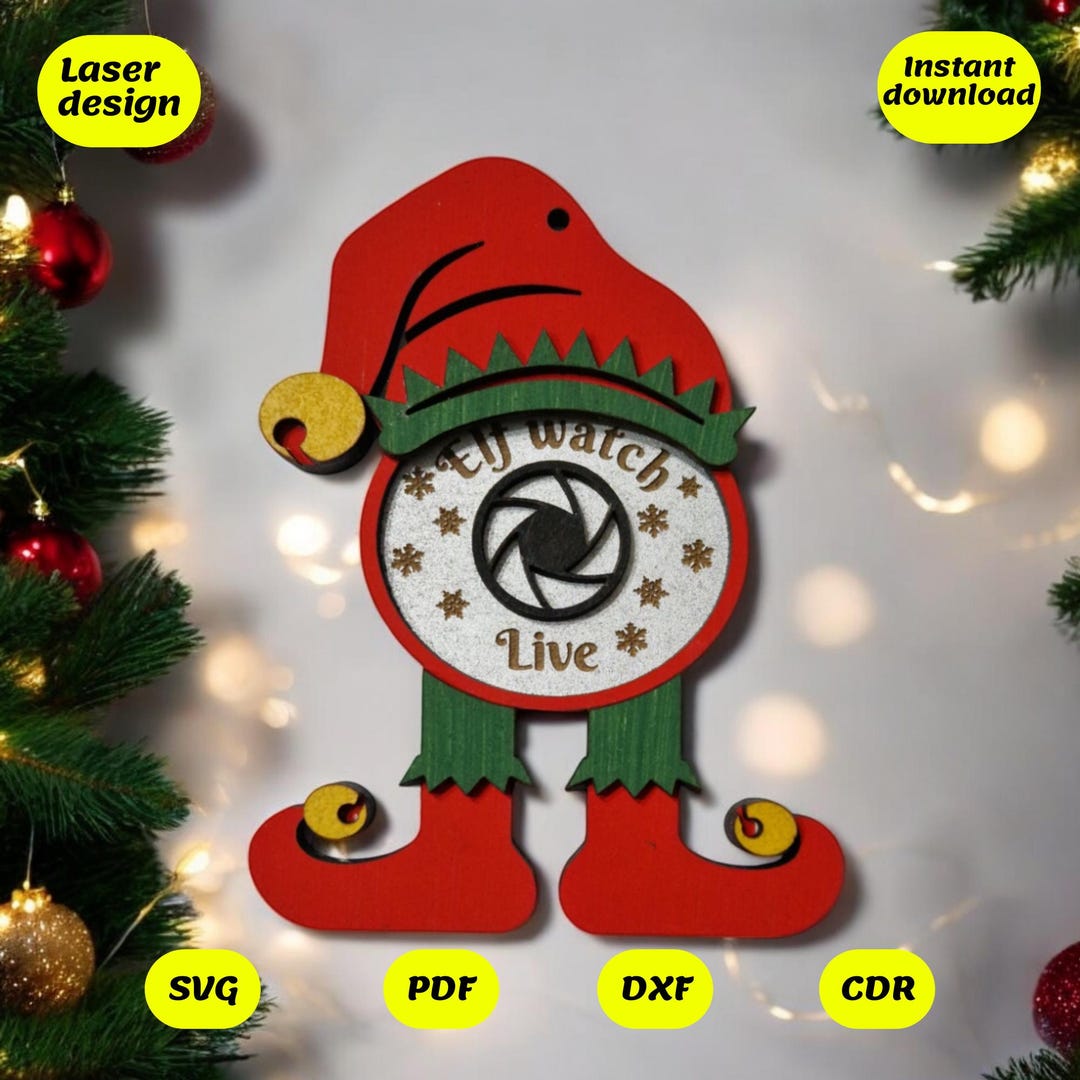 Laser Cut Files for Elf Watch Ornament, Laser Cutting Files Christmas ...