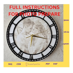 Photo Wall Clock Design for Laser Cutter, Laser Files, Laser Photo ...
