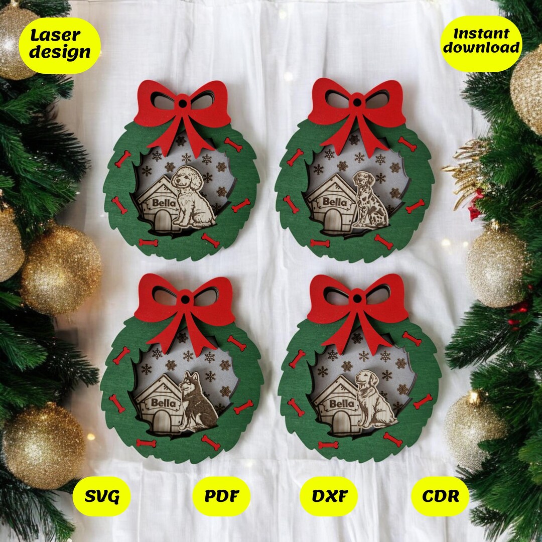 Set of 41 Christmas Laser Cut File Dog Breeds Ornaments, Laser Cut Svg ...