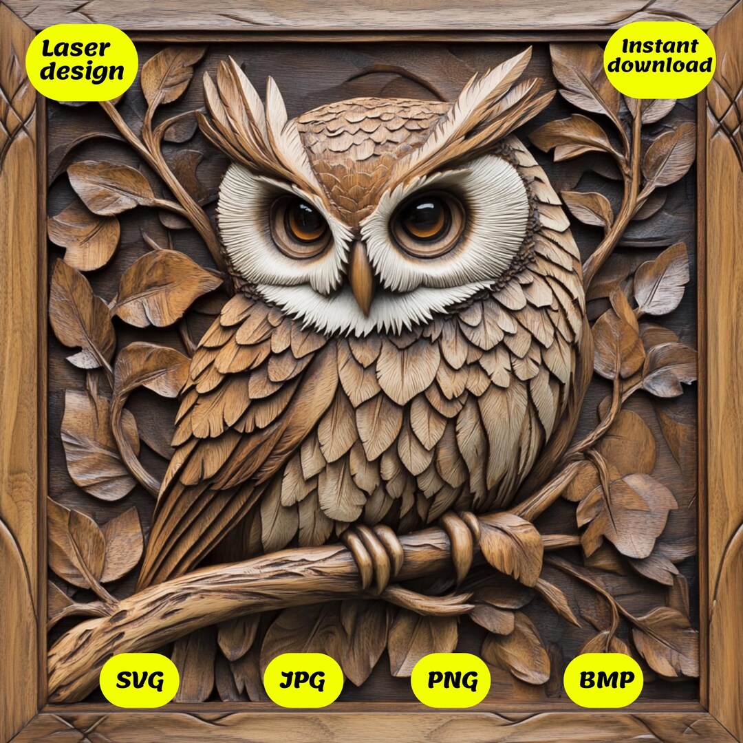 3D Laser Engrave Owl PNG, 3D Illusion, Laser Ready , Laser Burn File ...