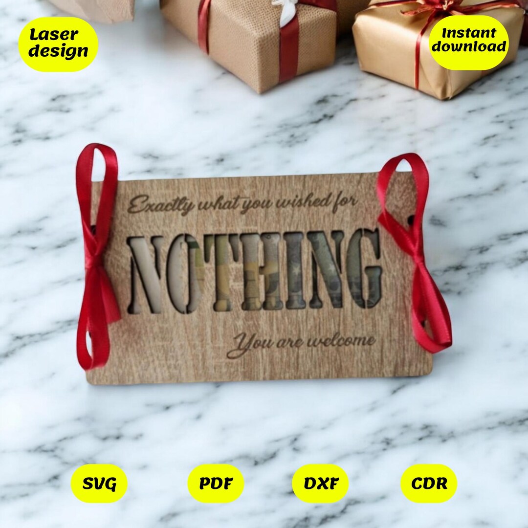 Laser Cut Money Gift Card "nothing" Design (digital Files) - Etsy