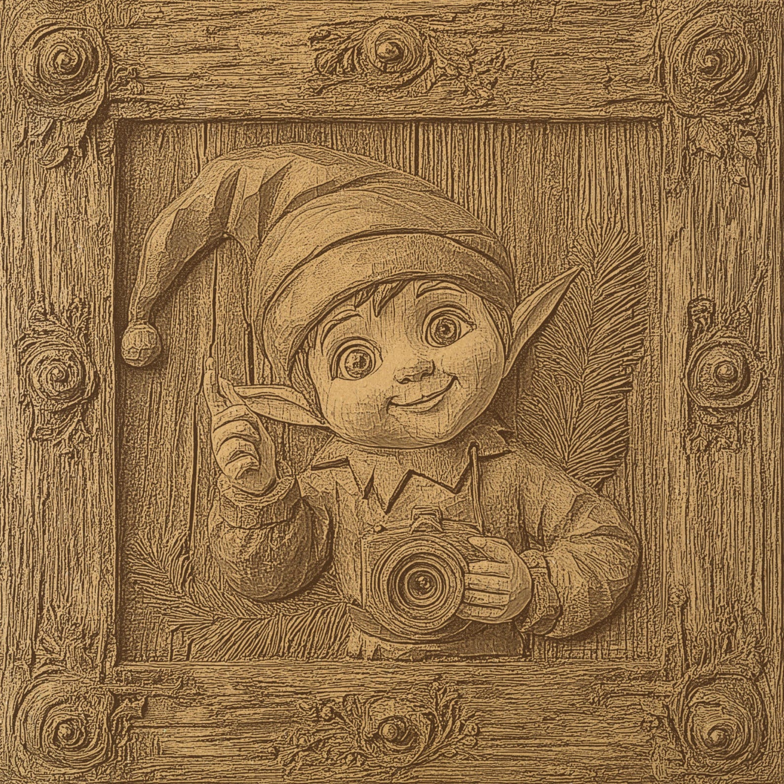 3D Laser Engrave Christmas Elf Spy PNG, 3D Illusion, Laser Ready ...