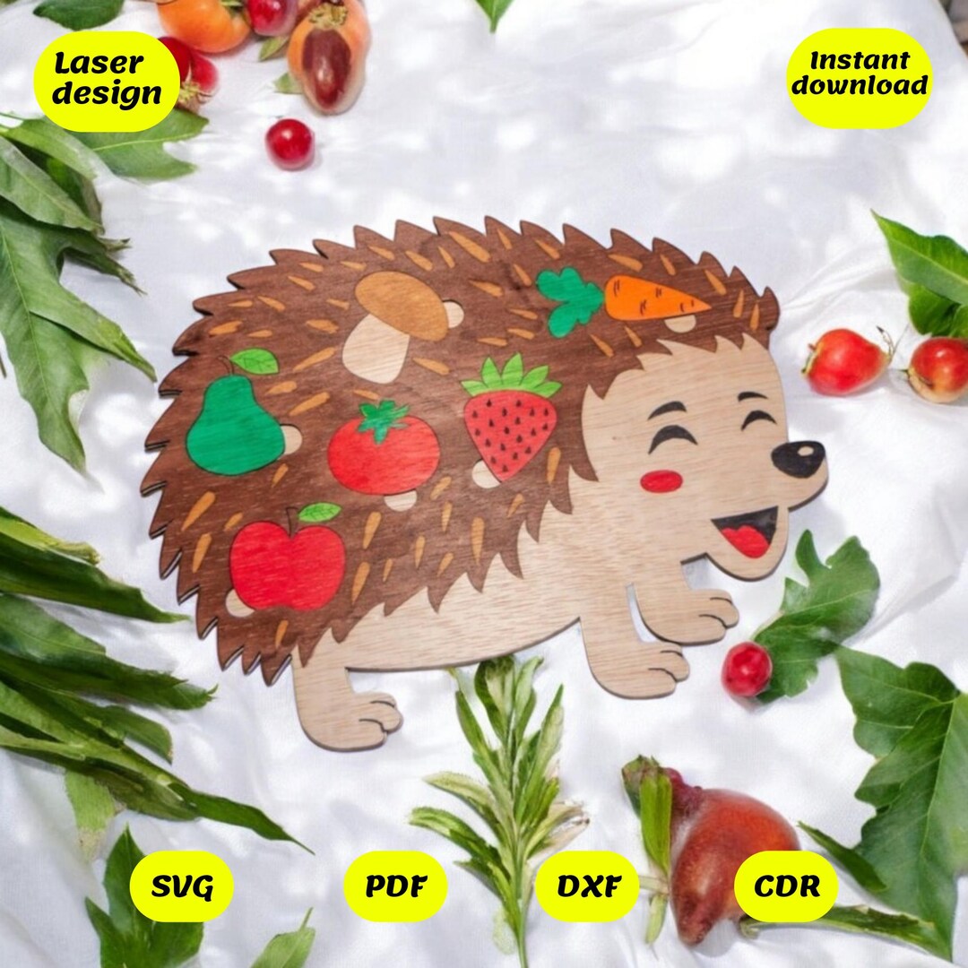 Hedgehog Puzzle Design for Laser Cut, Digital Files, Cdr, Dxf, Ai, Svg ...