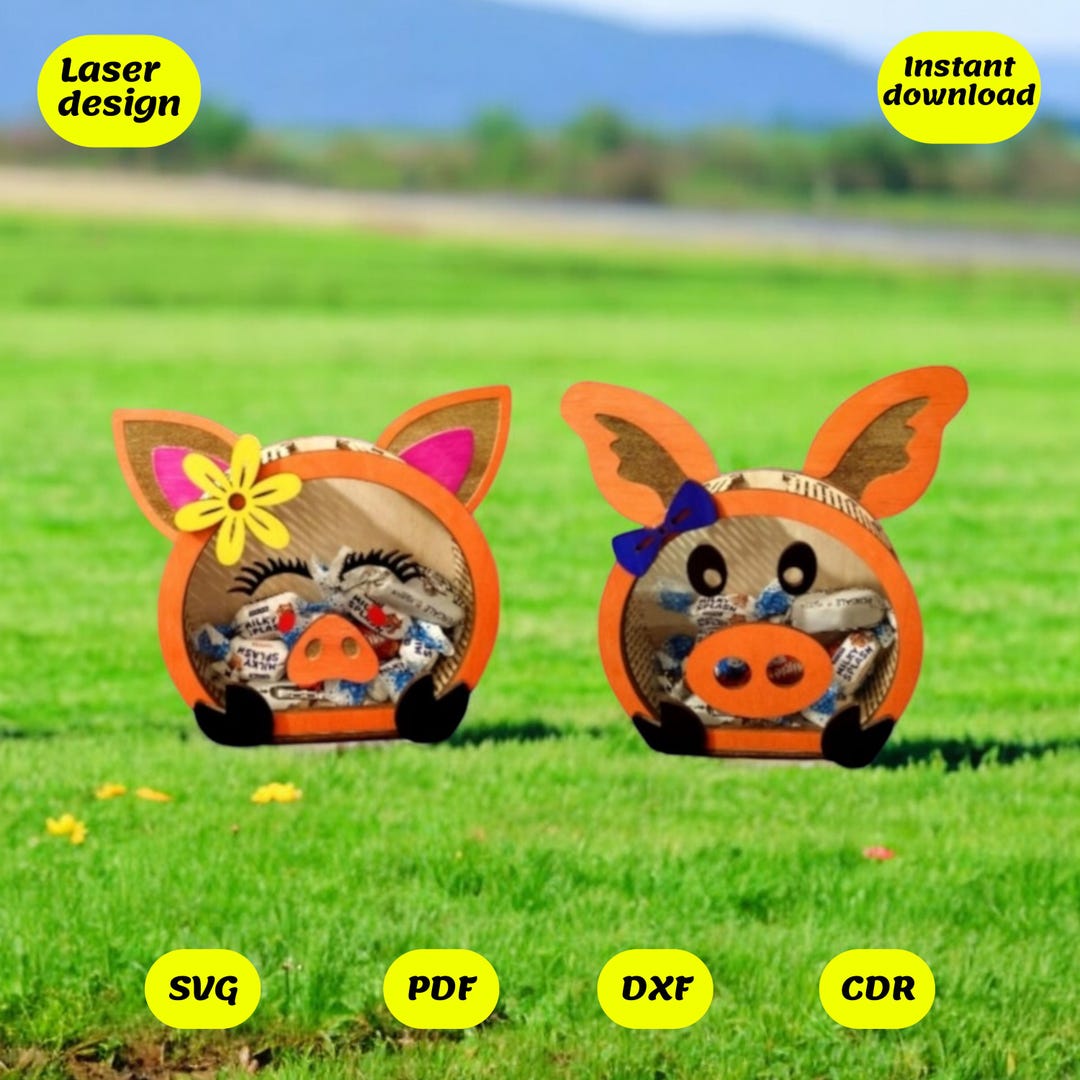 Piglet Candy Money Box Designs for Laser Cut, Digital Files, Cdr, Dxf ...