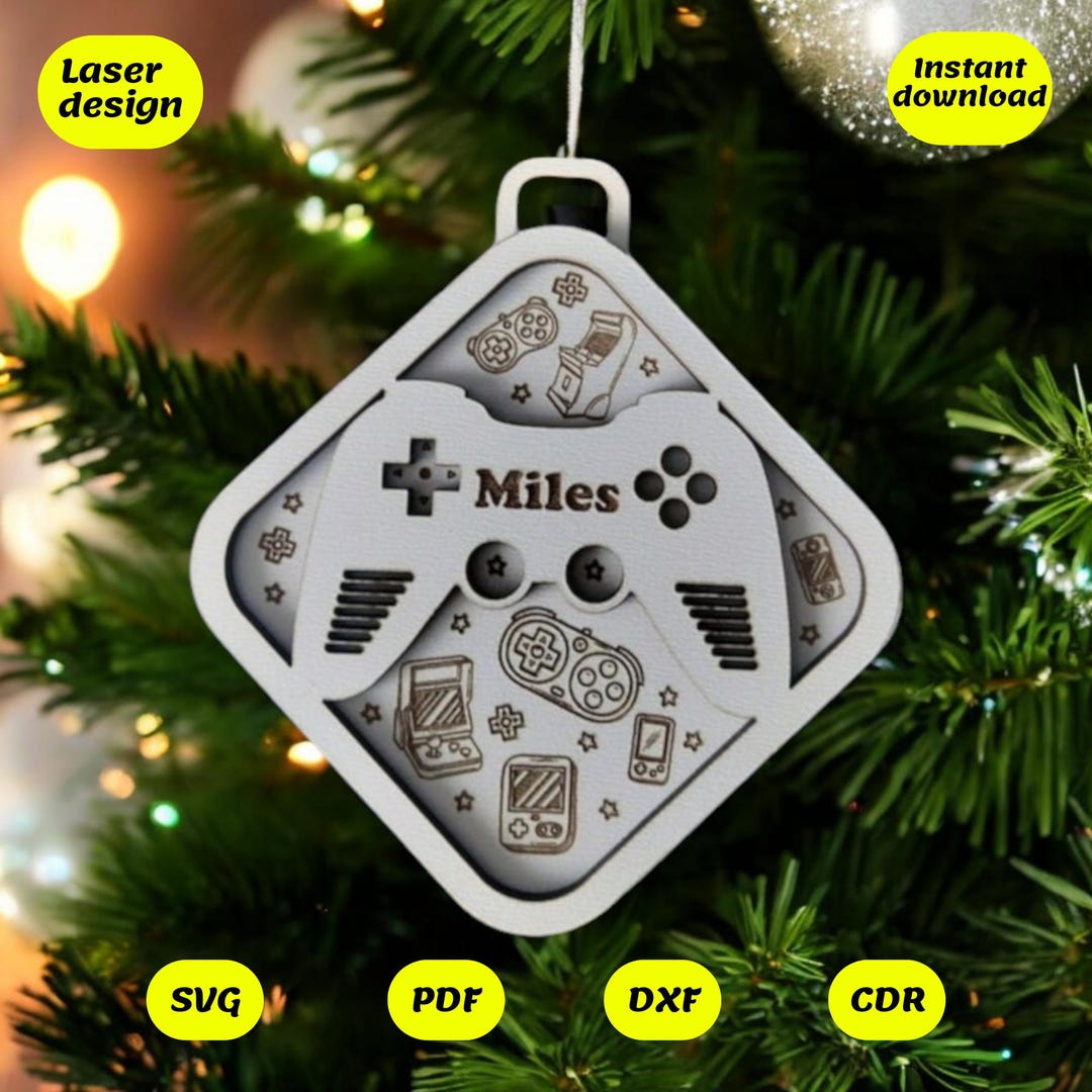 Laser Cut Files for Rhombus Gamer Christmas Ornament, Digital Files ...