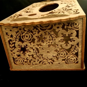 Floral Tissue Box Design for Laser Cut, Cnc, Digital Files, Cdr, Dxf ...