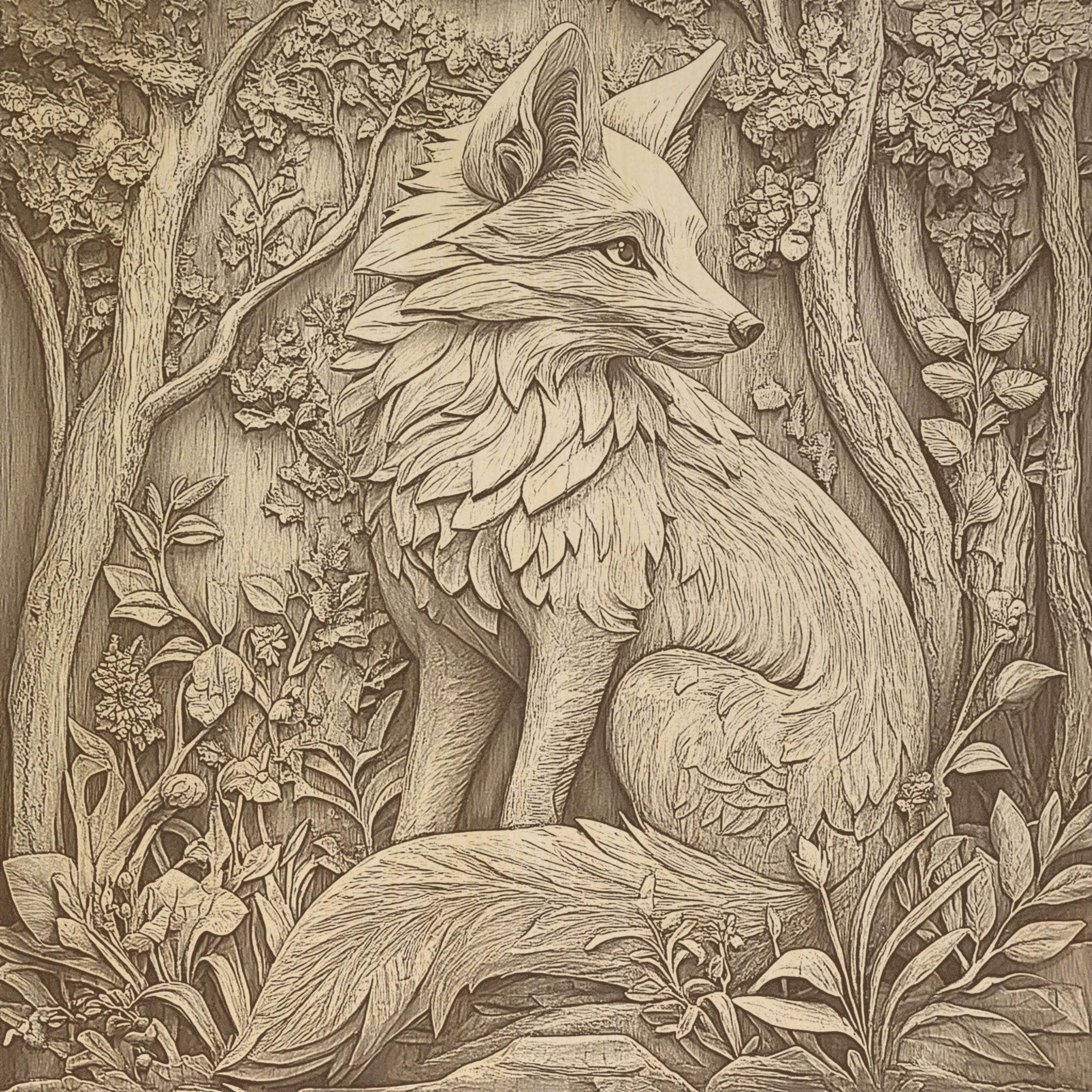 3d Fox Engraving Png | Laser Burn File for Glowforge, Xtool, Lightburn ...