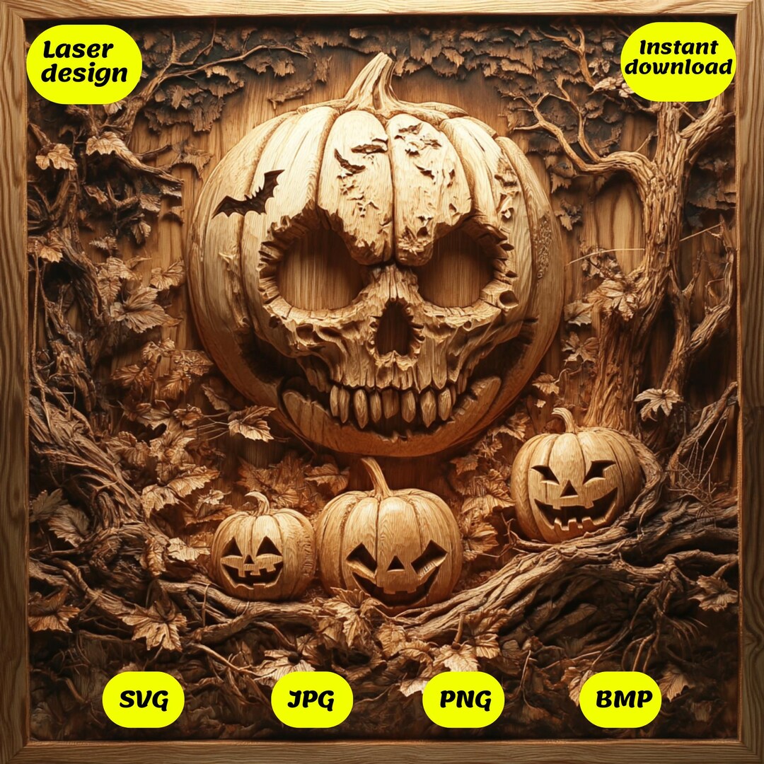 3D Laser Engrave Spooky Halloween PNG, 3D Illusion, Laser Ready , Laser ...