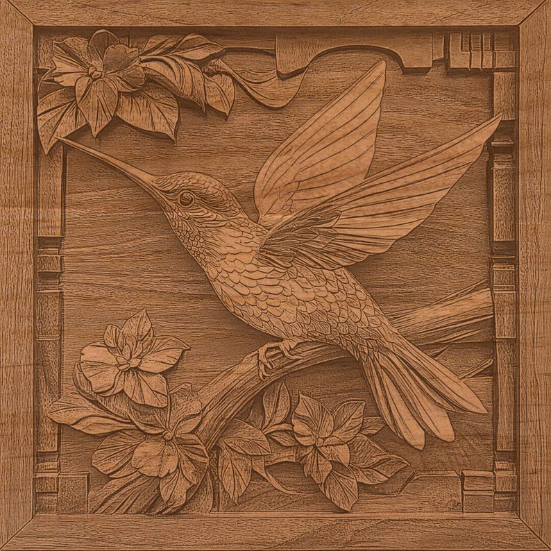 3D Laser Engrave Hummingbird PNG, 3D Illusion, Laser Ready , Laser Burn ...