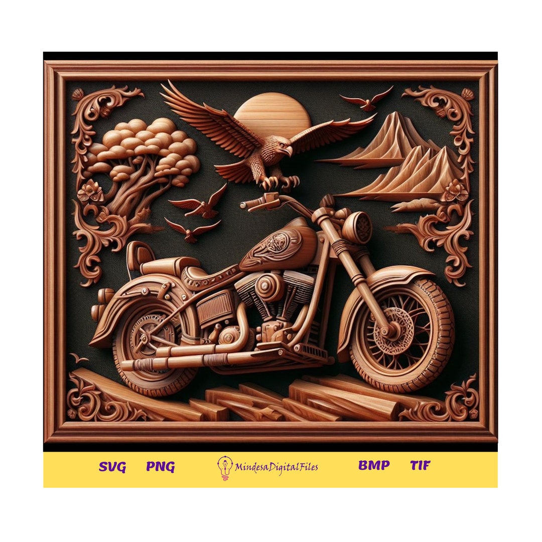 3D Laser Engrave Motorcycle PNG, 3D Illusion, Laser Ready , Laser File ...