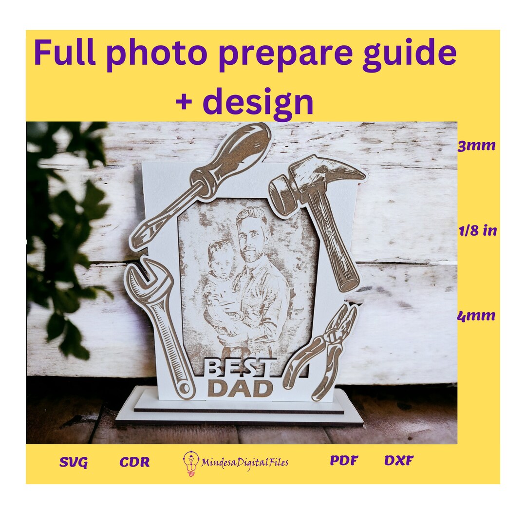 Engraved DADS Photo Frame Design for Laser Cutter, Laser Files, Laser ...