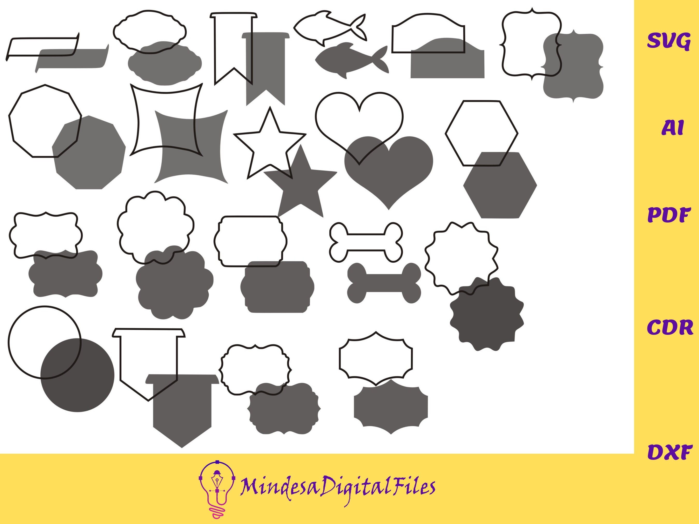 Letreros cortados con láser: 20 diseños enmarcados (archivos digitales ...