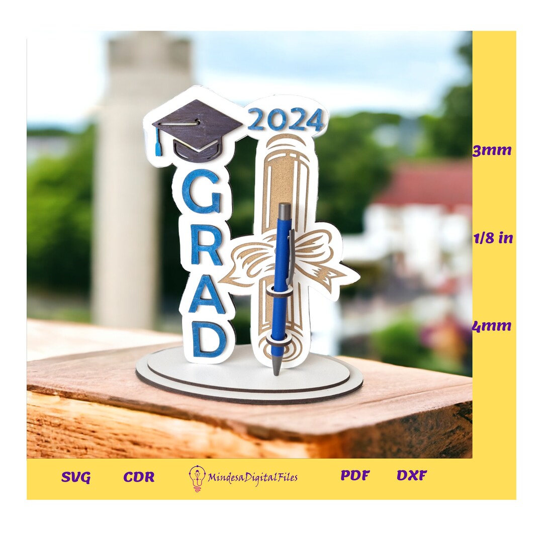 Graduation Pen Stand Design for Laser Cut, Digital Files, Cdr, Dxf, Ai ...