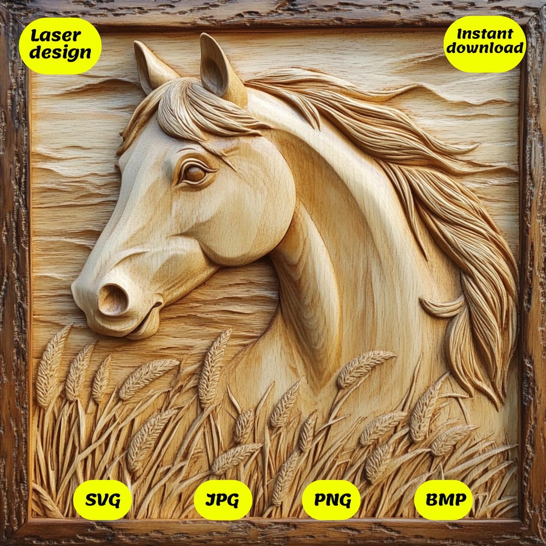 3D Laser Engrave Horse PNG, 3D Illusion, Laser Ready , Laser Burn File ...