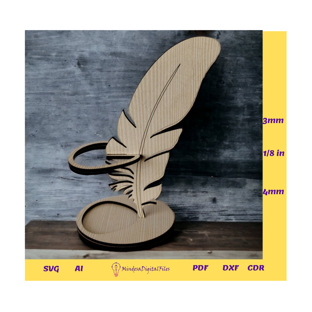Feather Shape Pen Stand V3 Design for Laser Cut Digital - Etsy