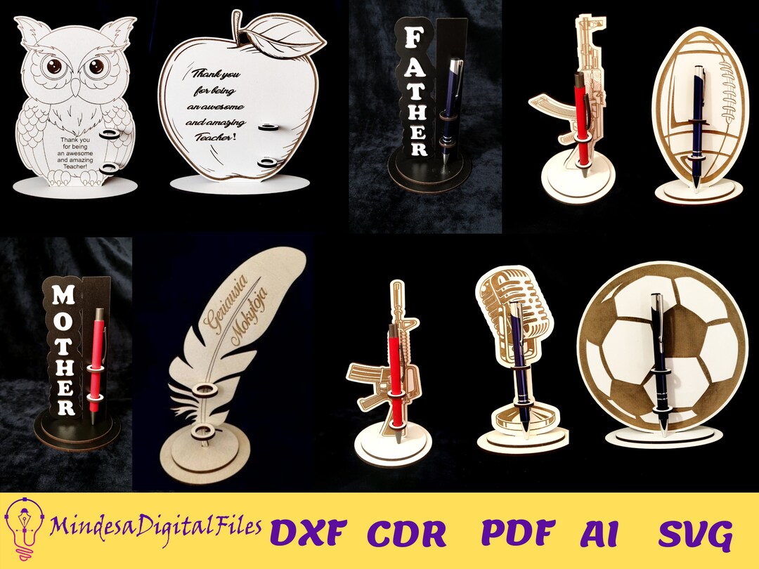 Set of 20 Different Pen Stand Designs for Laser Cut Digital - Etsy UK