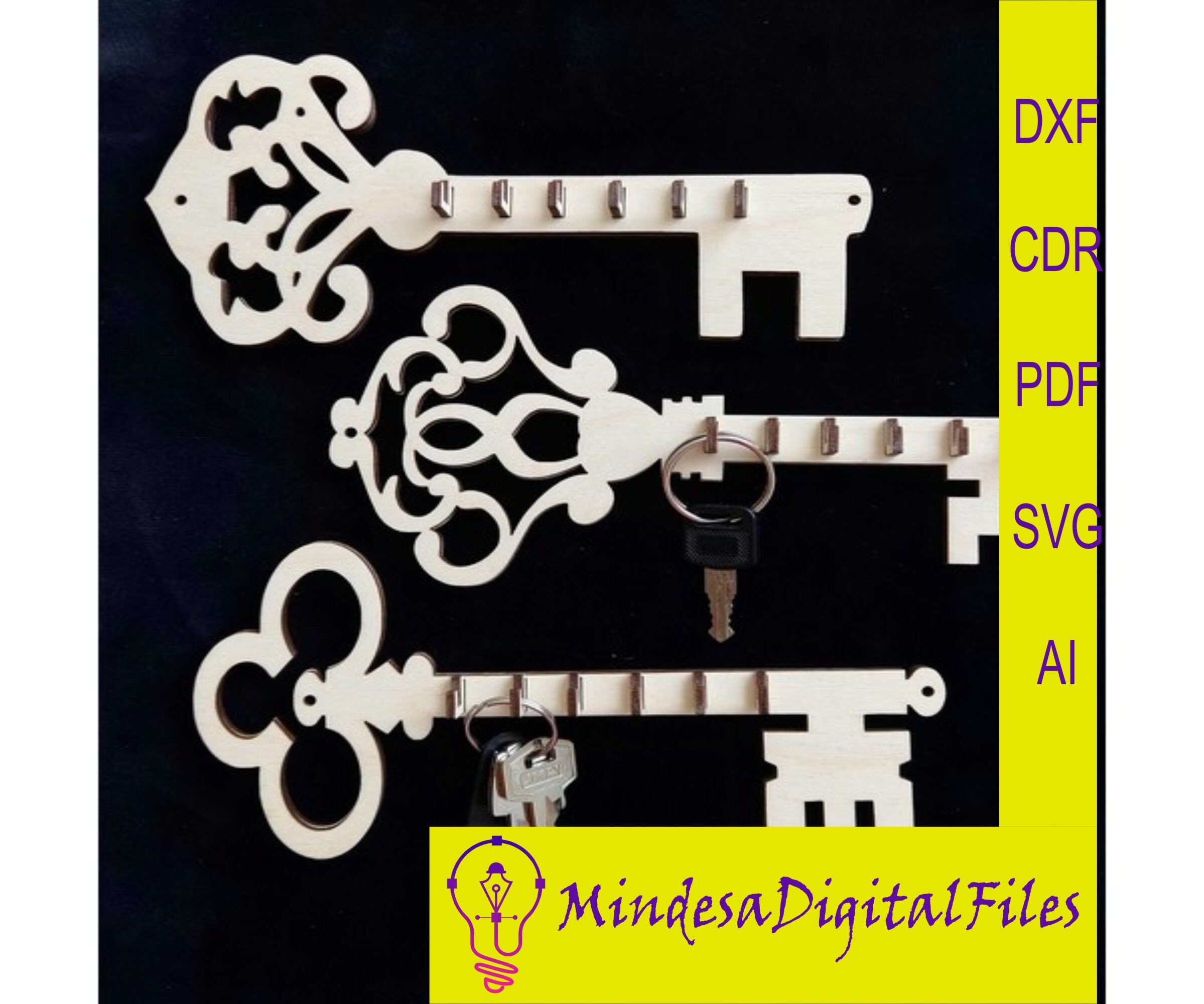Keys Hangers Design for Laser Cut Digital Files Cdr Dxf - Etsy