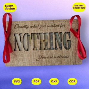 Laser Cut Money Gift Card "nothing" Design (digital Files) - Etsy