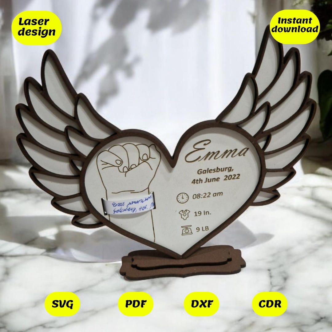 Baby Birth Ribbon Keepsake Frame Design for Laser Cut, Glowforge Svg ...