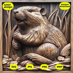 3D Laser Engrave Beaver PNG, 3D Illusion, Laser Ready , Laser Burn File ...