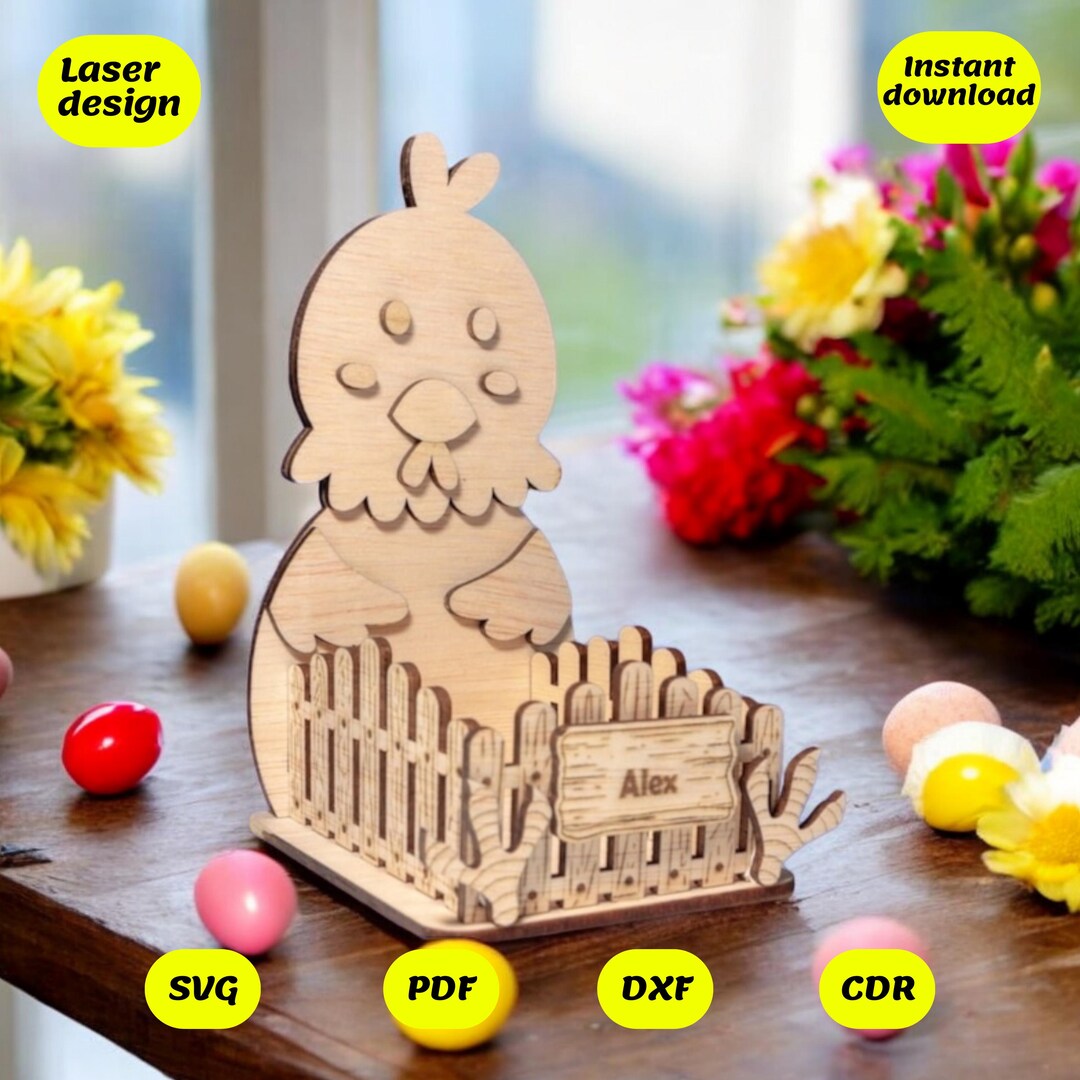 Easter Chick Design for Laser Cut, Laser Files Easter, Glowforge Files ...