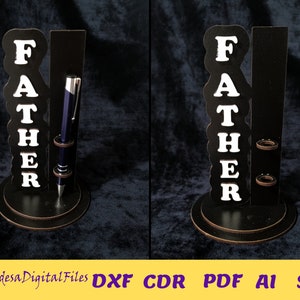 Father Pen Stand Design for Laser Cut, Digital Files, Cdr, Dxf, Ai, Svg ...