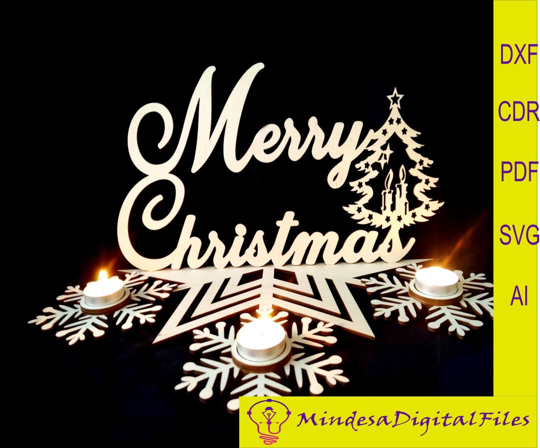 Laser Cut Files for Christmas Decoration With Places for Candles ...