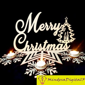 Laser Cut Files for Christmas Decoration With Places for Candles ...