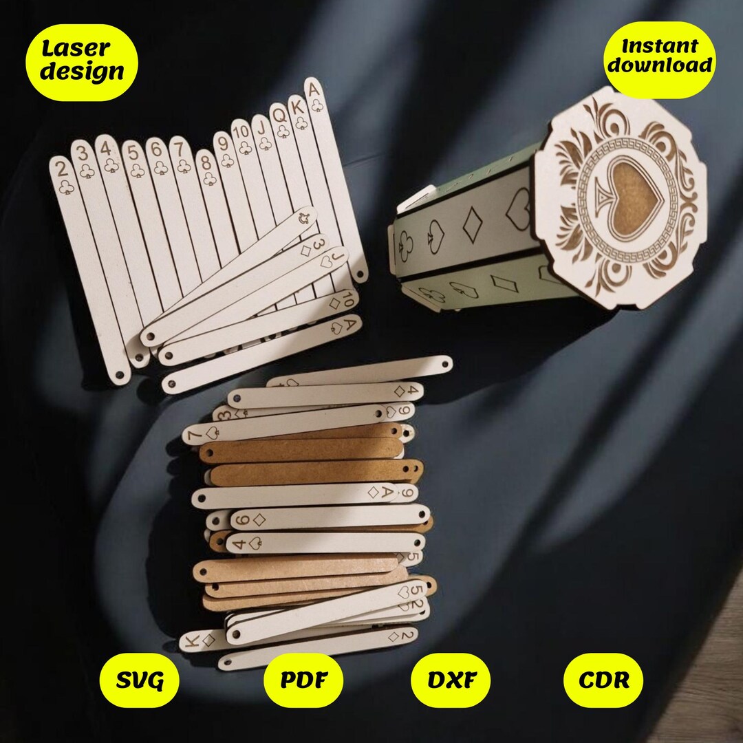 Stick Cards Game Svg | Laser Cut File With Box for Glowforge, Xtool ...
