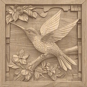 3D Laser Engrave Hummingbird PNG, 3D Illusion, Laser Ready , Laser Burn ...