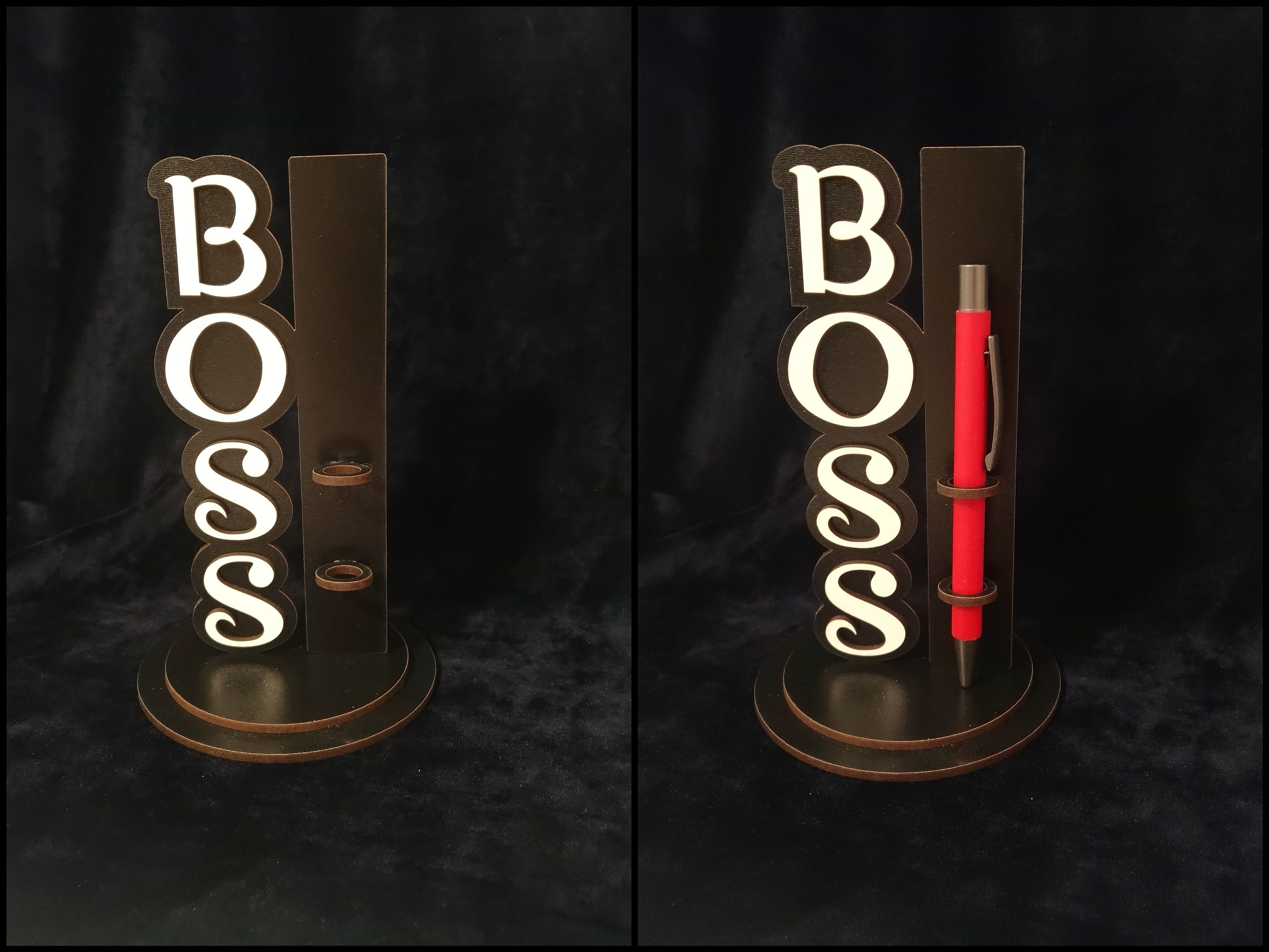 Boss Pen Stand Design for Laser Cut, Digital Files, Cdr, Dxf, Ai, Svg ...