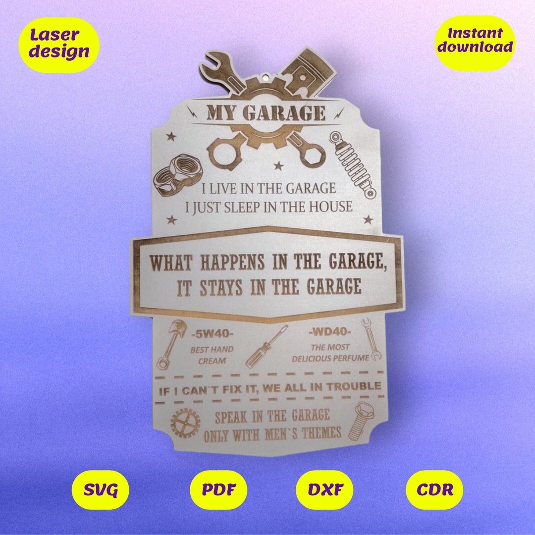 Garage Sign Design for Laser Cut,laser File, Svg File,valentine File ...