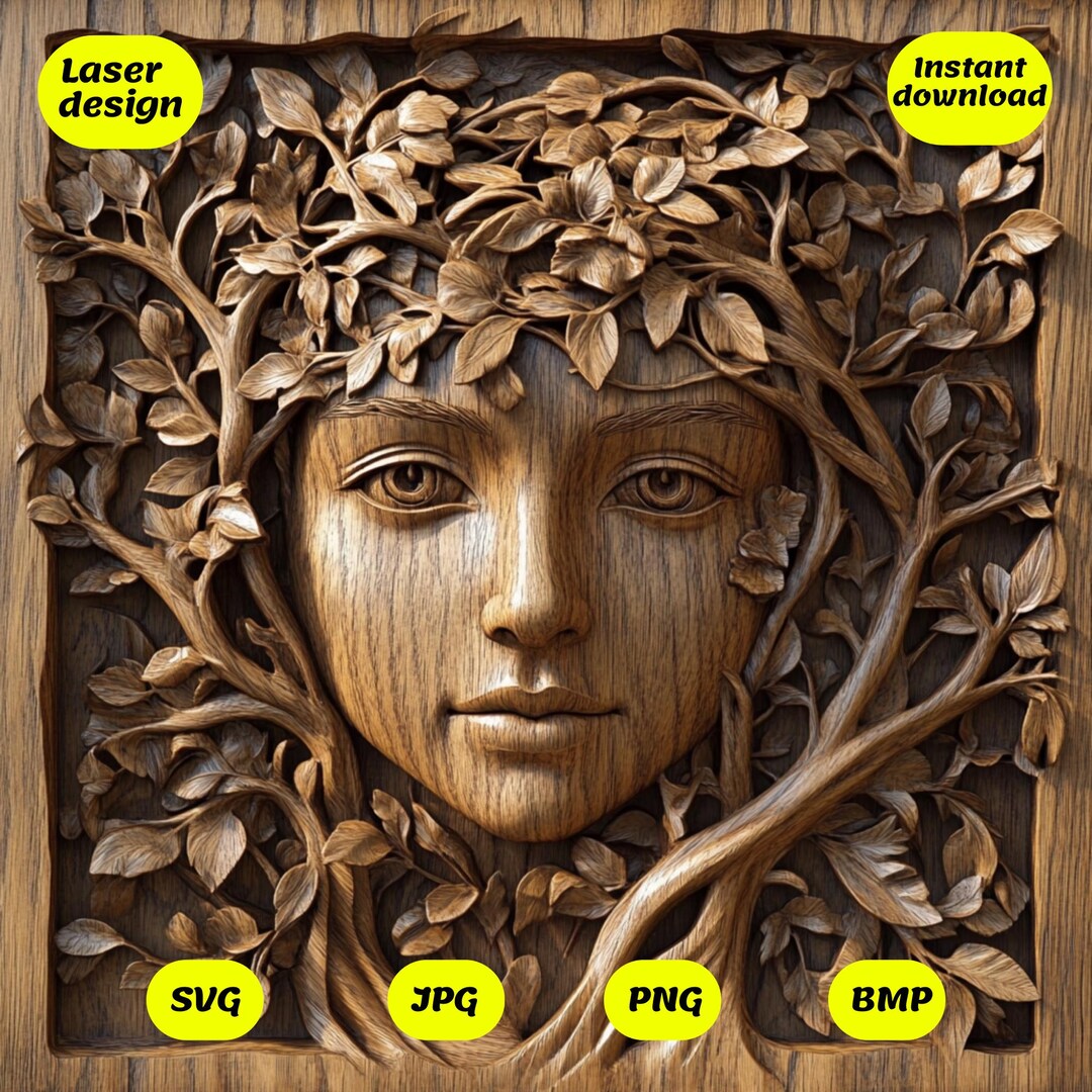 3D Laser Engrave Face 2 PNG, 3D Illusion, Laser Ready , Laser Burn File ...