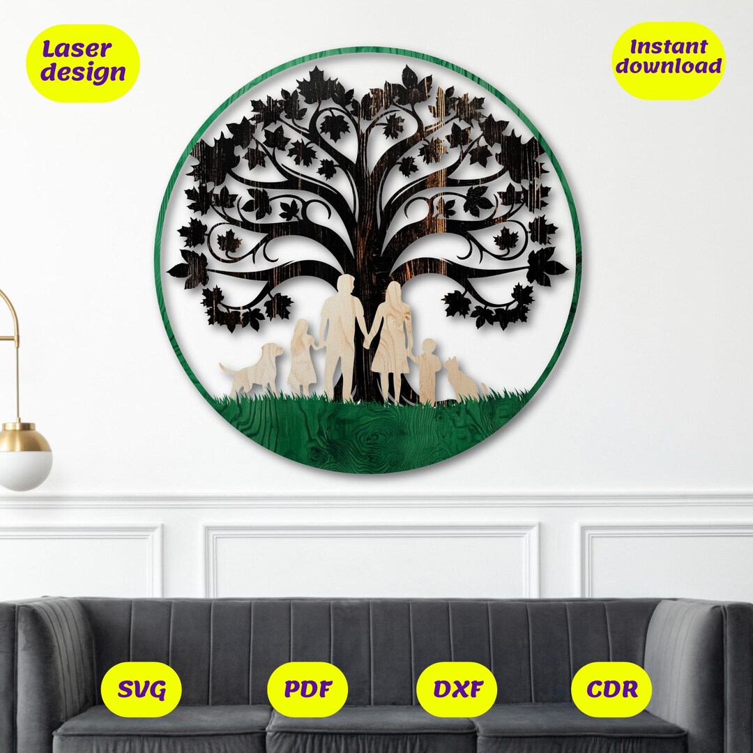 Set of 28 Family 3 Layers Wall Art Laser File, Laser Cutting Files, Svg ...