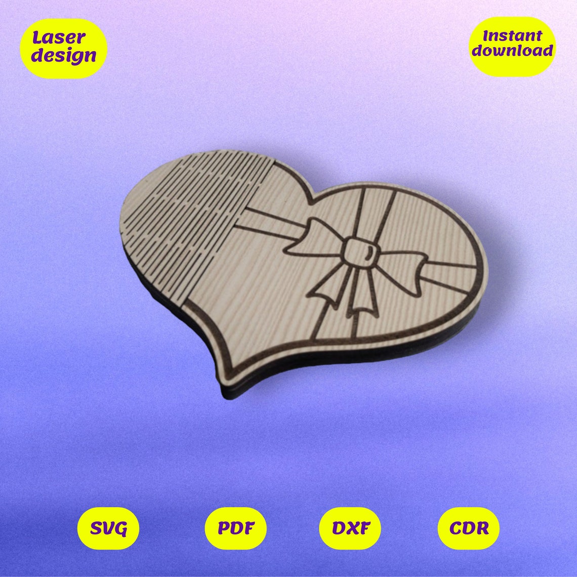 Laser Cut Heart Gift Box Design (digital Files) - Etsy