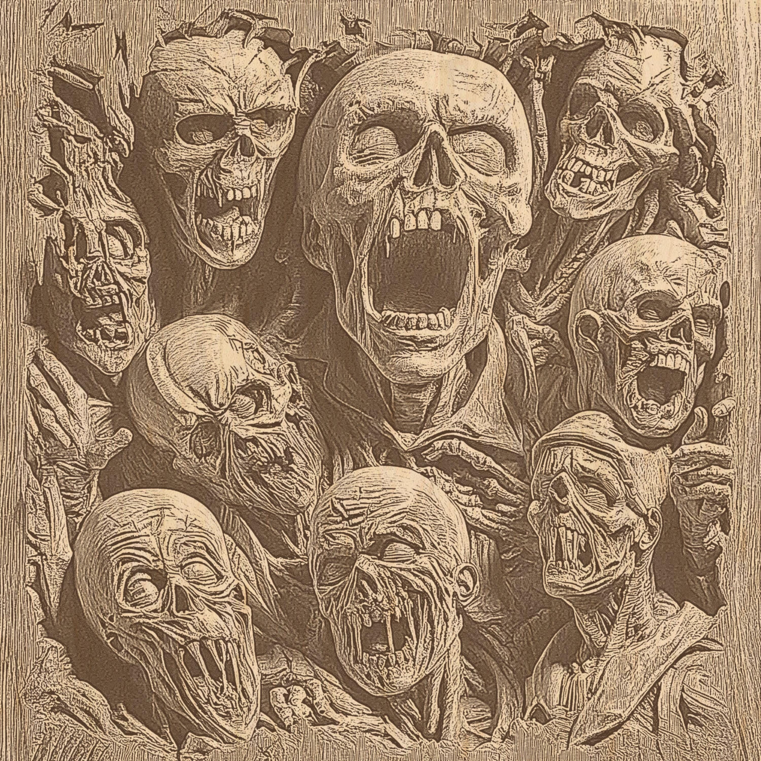 3D Laser Engrave Zombies PNG, 3D Illusion, Laser Ready , Laser File ...