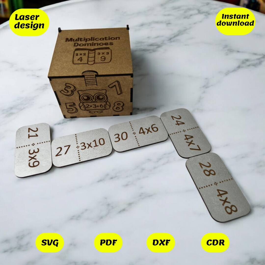 Multiplication Dominoes Laser Files, Laser Cutting Files Games, Dxf ...