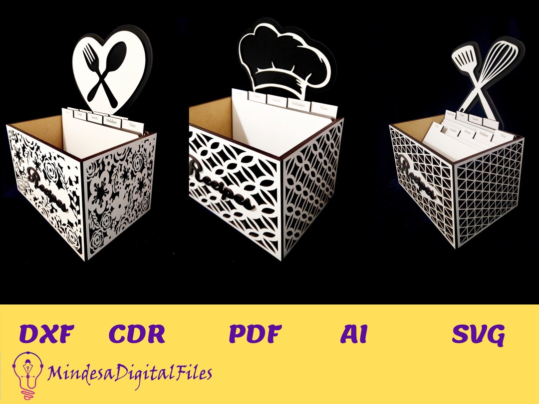 Recipes Box Design for Laser Cut Digital Files Cdr Dxf - Etsy