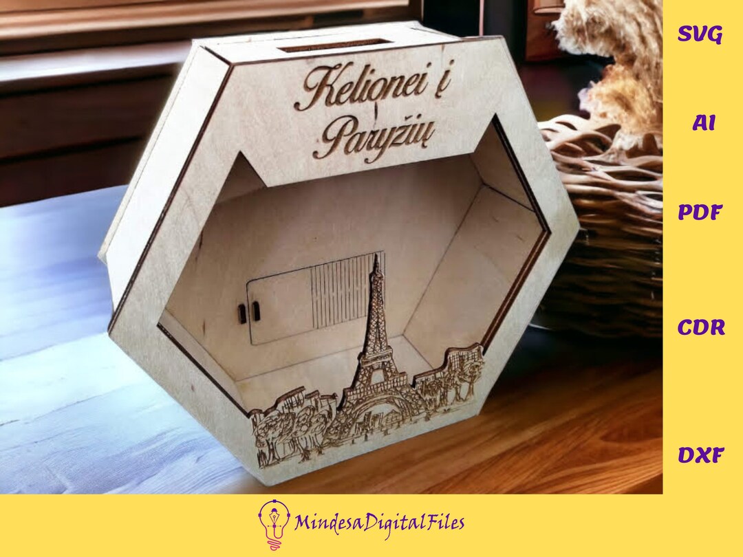 Money Bank Paris Desgn for Laser Cut, Digital Files, Cdr, Dxf, Ai, Svg ...