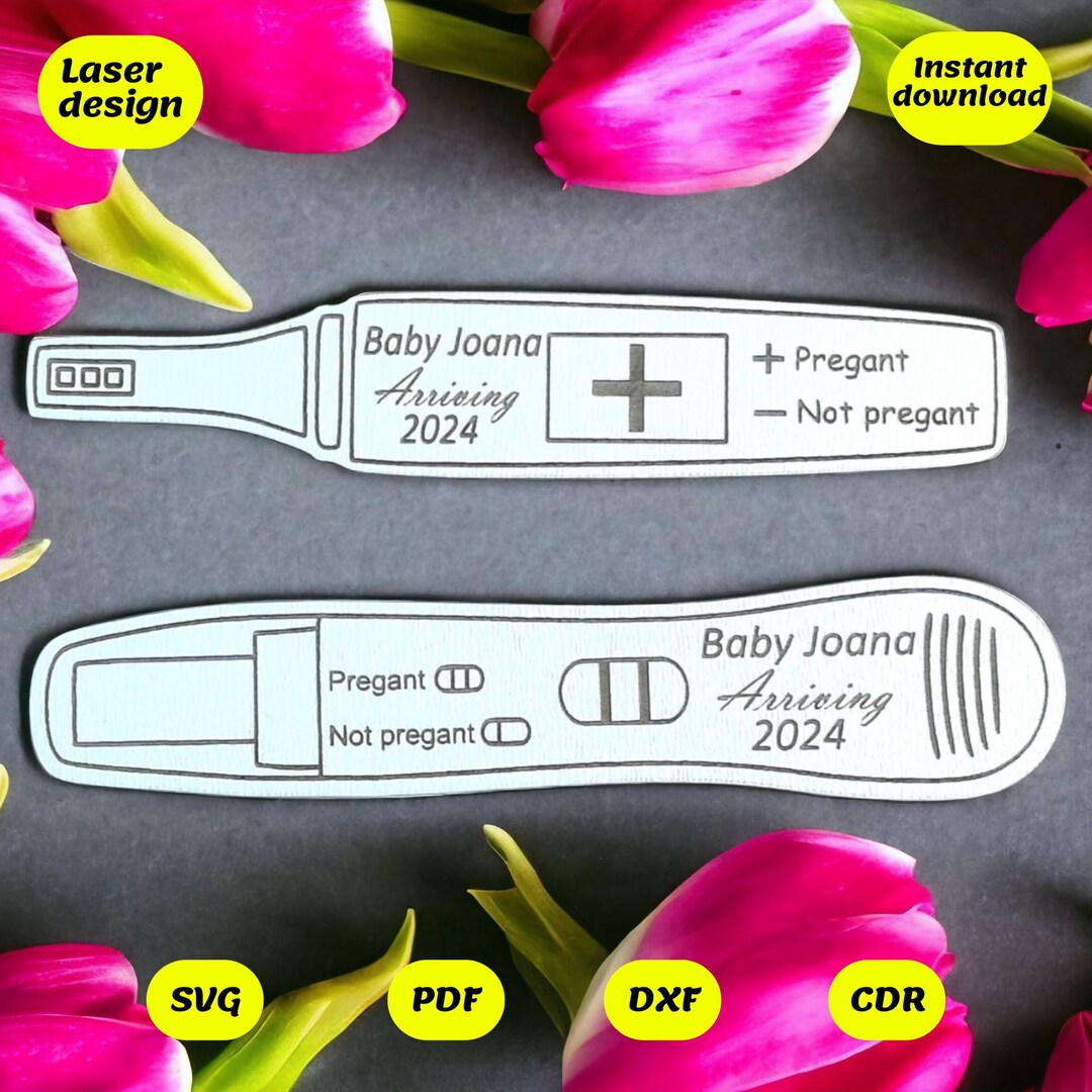 Pregnancy Test Laser Cut File: Baby Announcement SVG DXF (digital ...