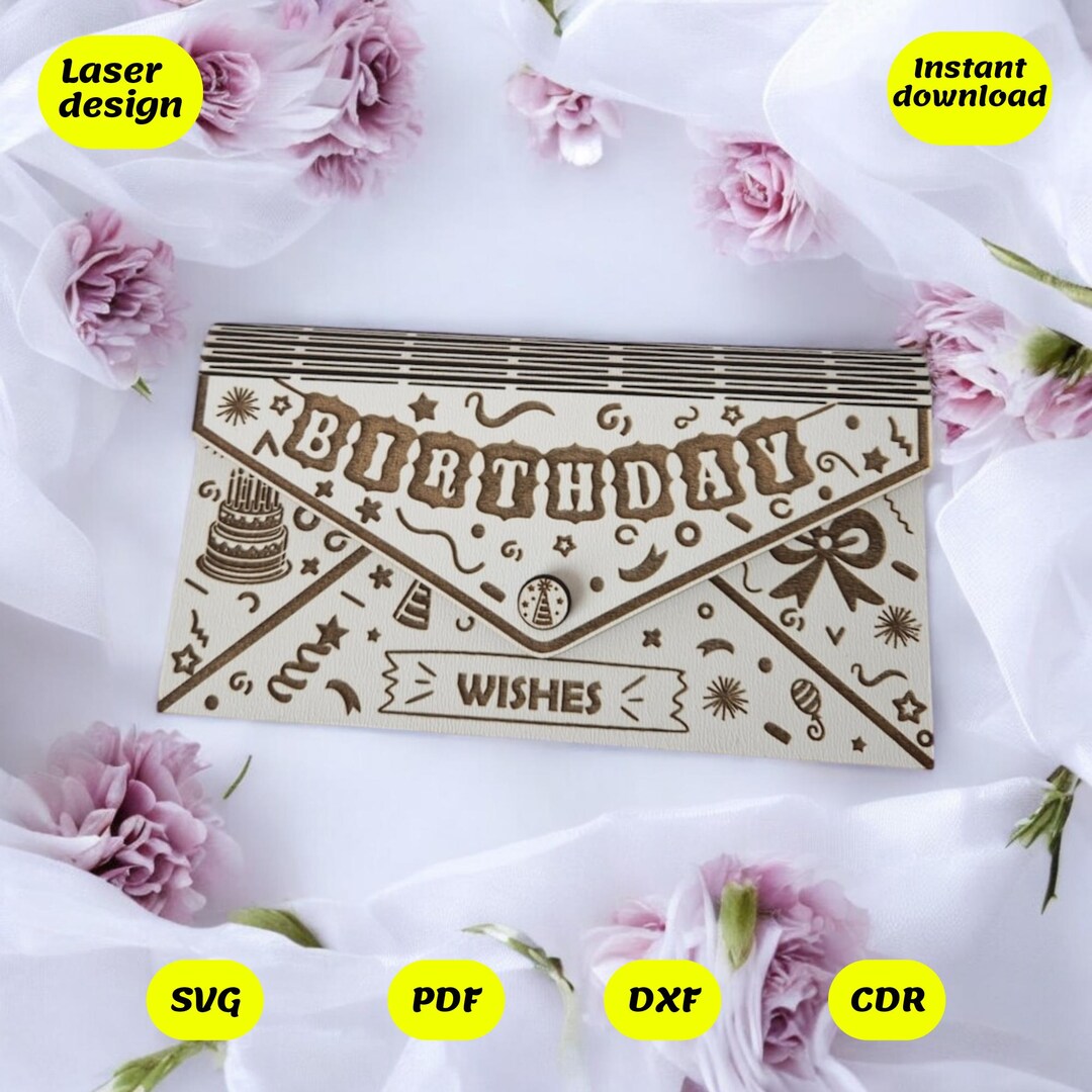 Birthday Envelope Svg | Laser Cut File for Money or Gift Cards | Svg ...