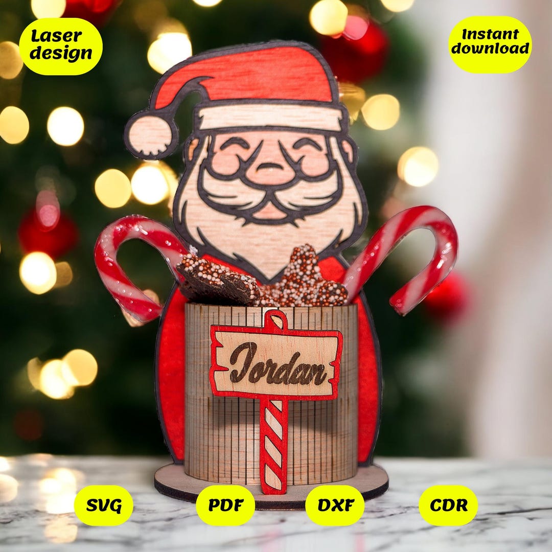 Christmas Custom Name Santa Stand Laser Cut File (svg, Dxf, Ai, Cdr ...