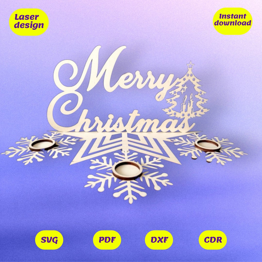 Laser Cut Files for Christmas Decoration With Places for Candles ...