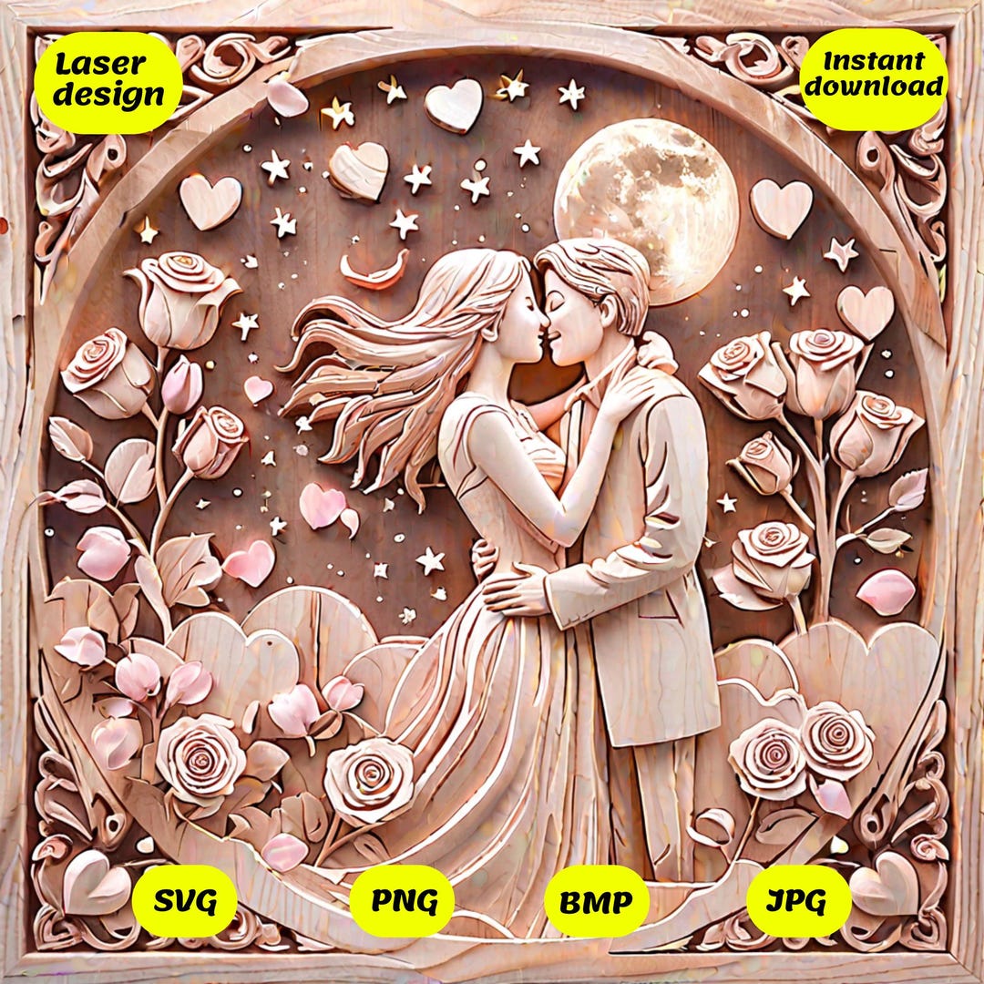 3D Laser Engrave Loved Couple PNG, 3D Illusion, Laser Ready , Laser ...
