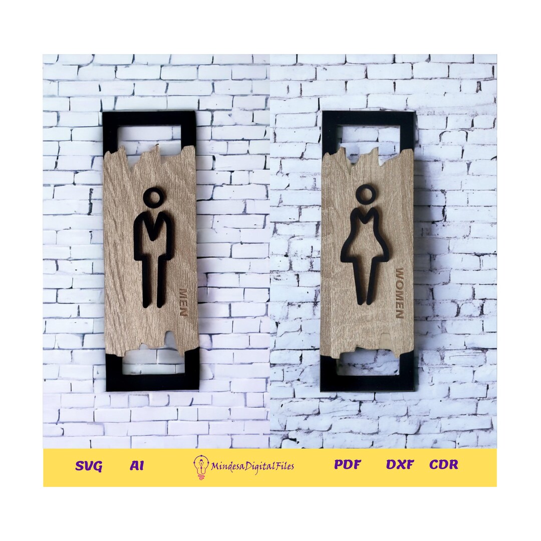 Toilet Sign Design for Laser Cut, Glowforge Files, Laser Svg Files ...