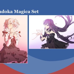 Puella Magi Madoka Magica Madoka Kaname & Homura Akemi Portraits Print ...