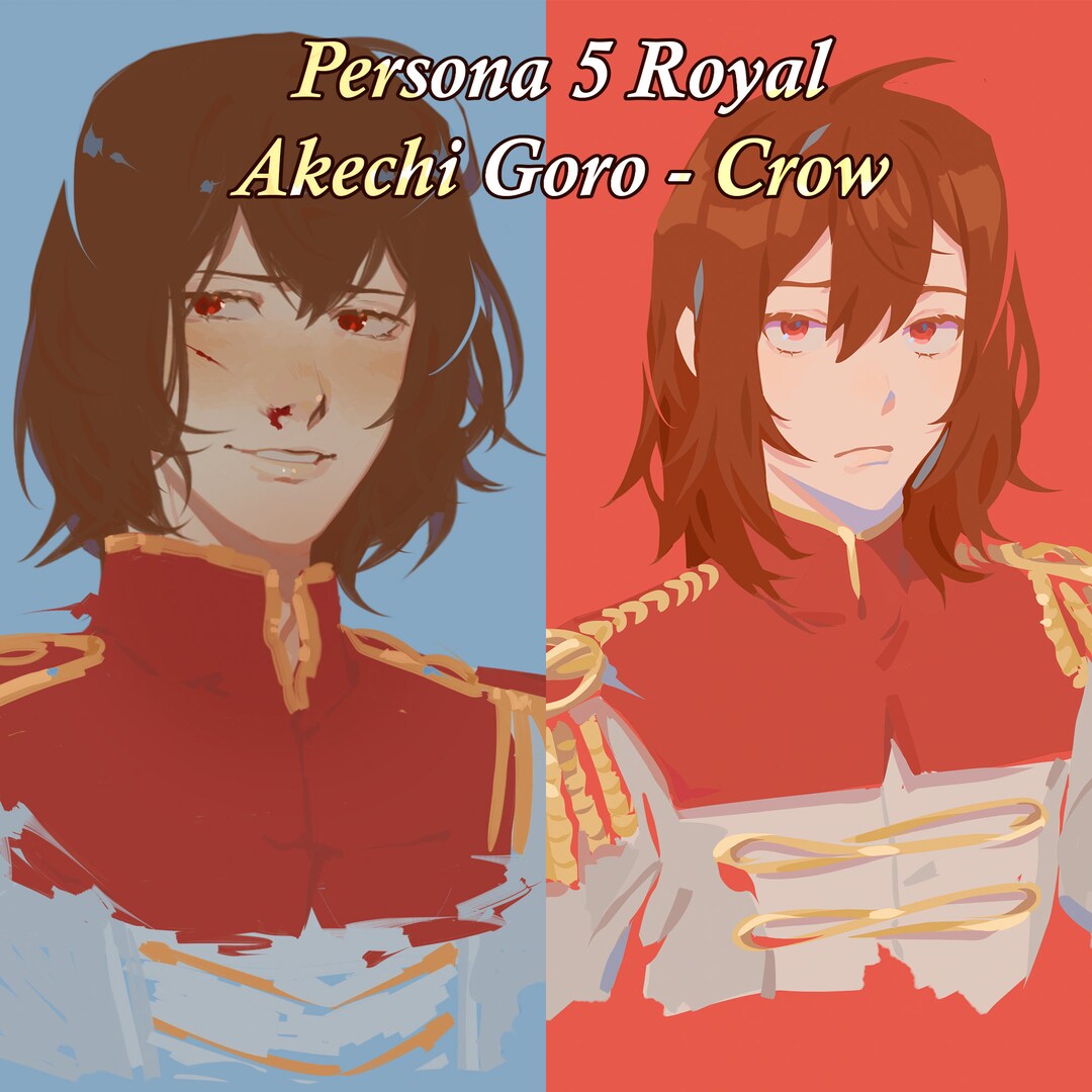 White Mask Akechi Goro Crow Persona 5 Royal Portrait Print - Etsy
