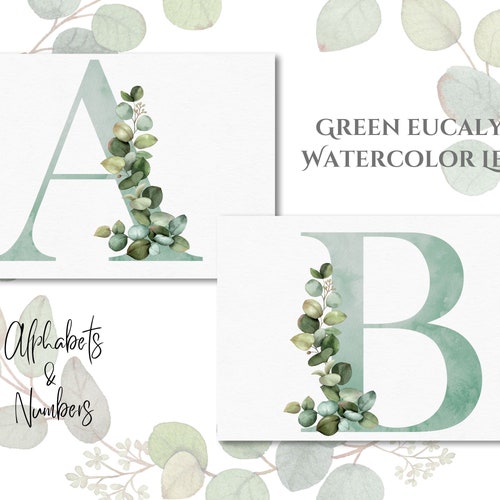 Fine Art Greenery Alphabet Monogram Letters Greenery - Etsy