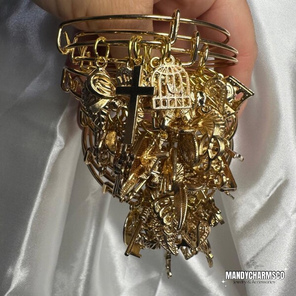 Gold Charm Bangle - Etsy