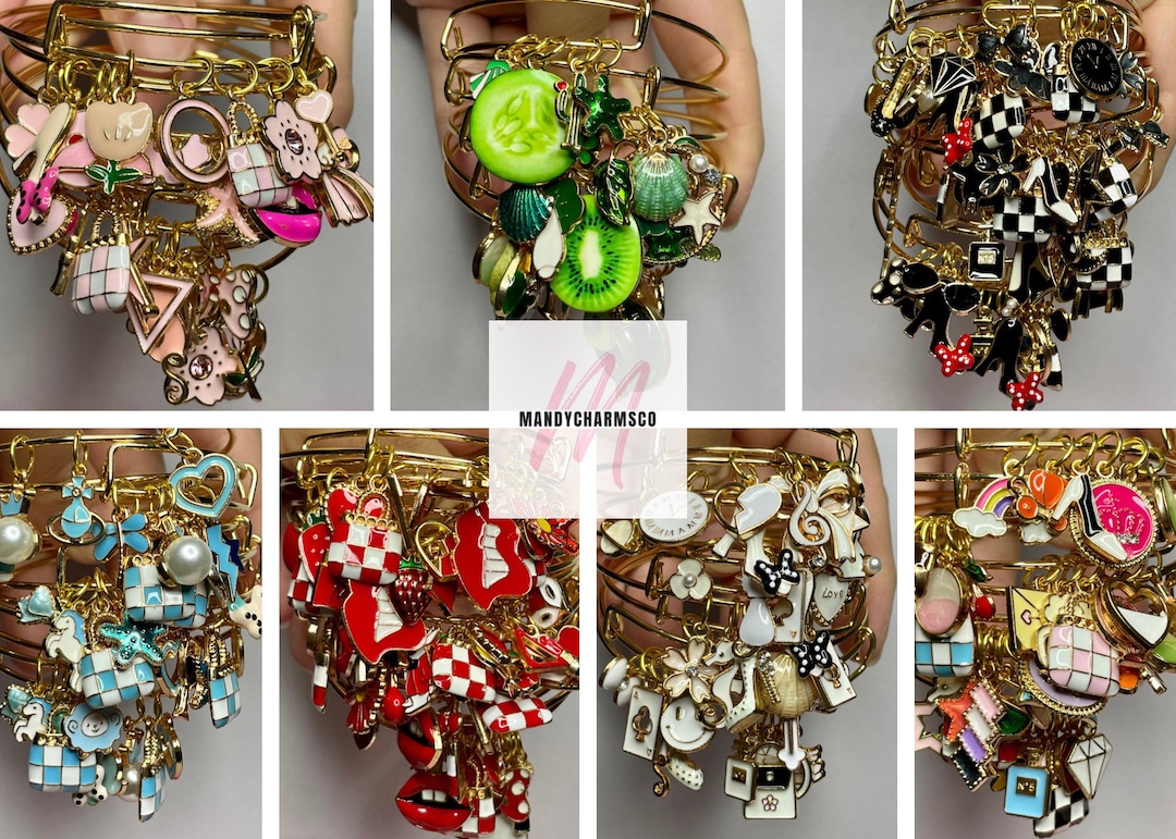 Colored Charm Bangles Pink Bangles Blue Bangles Green - Etsy